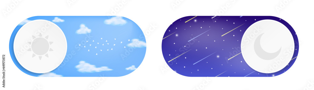 Aesthetic Day and Night Toggle Interface button switch. Sun pictogram ...