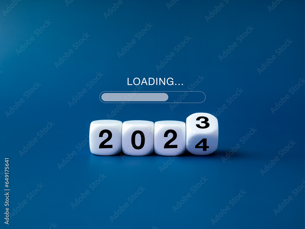 Loading to Merry christmas and begin a happy new year 2024 banner ...