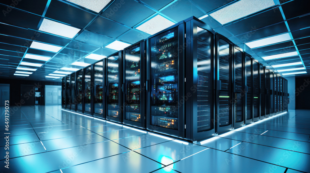 Data center server racks, computers and storage systems, cooling ...