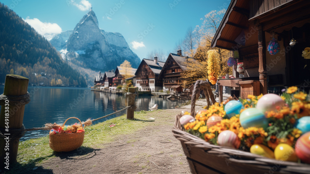 Easter festival wallpaper in paper art and craft design concept with ...