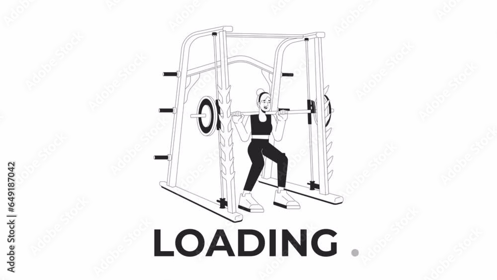 Working out on weight power rack bw loading animation. Smith machine ...