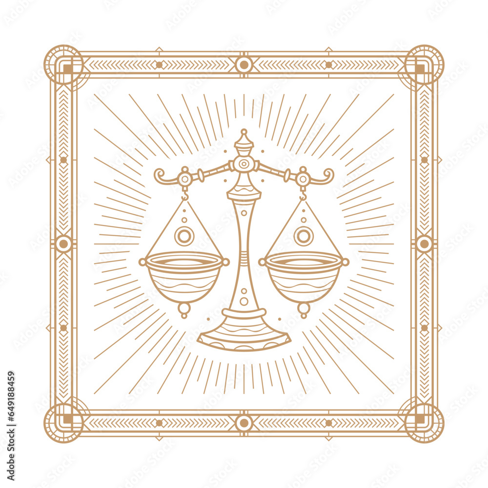 Libra zodiac sign and astrology symbol, element. Modern outline vector ...