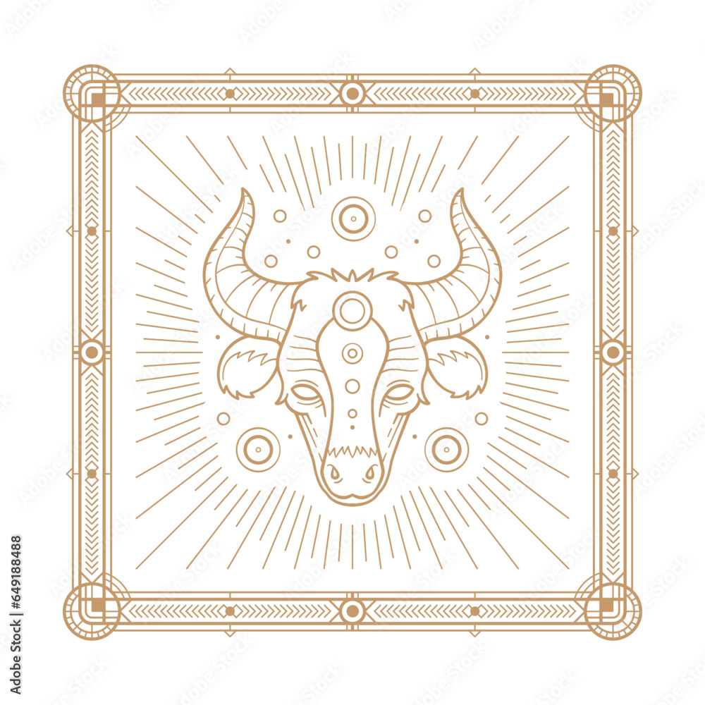 Taurus zodiac sign and astrology symbol, element. Modern outline vector ...