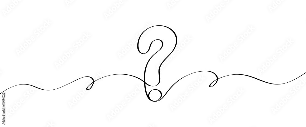 Continuous smooth line drawing of question mark. Linear question mark ...