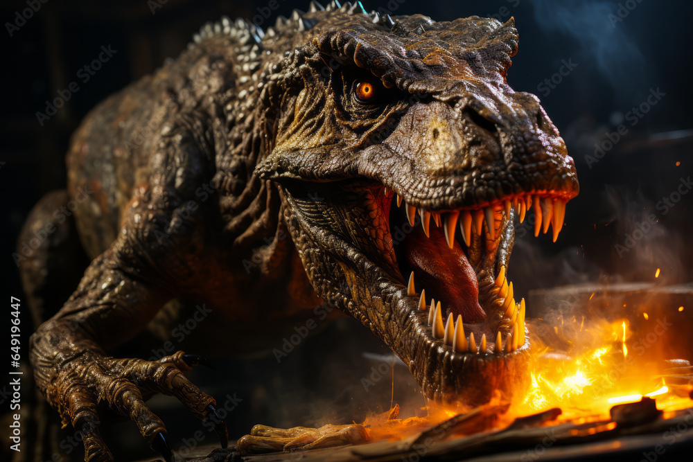 Haunting Tyrannosaurus Rex, staggering Cretaceous carnivore with open ...
