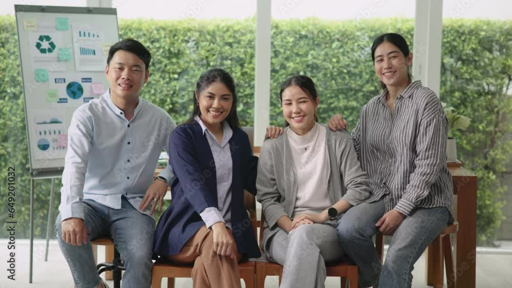 Young adult asia people diverse team group Gen Z go green workforce ESG ...