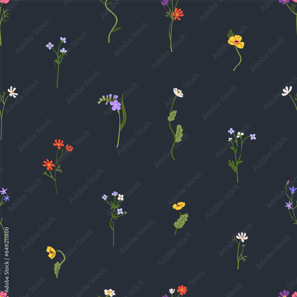 Seamless botanical pattern, spring flowers, blooming plants. Repeating ...