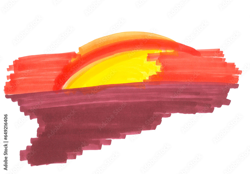 Bright sunset sky for modern geometric wallpaper. Romantic illustration ...