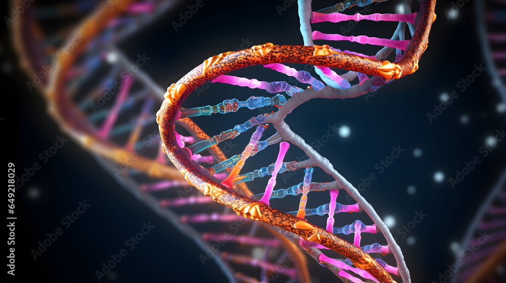 Intricate representation of the DNA double helix structure. Picture the ...