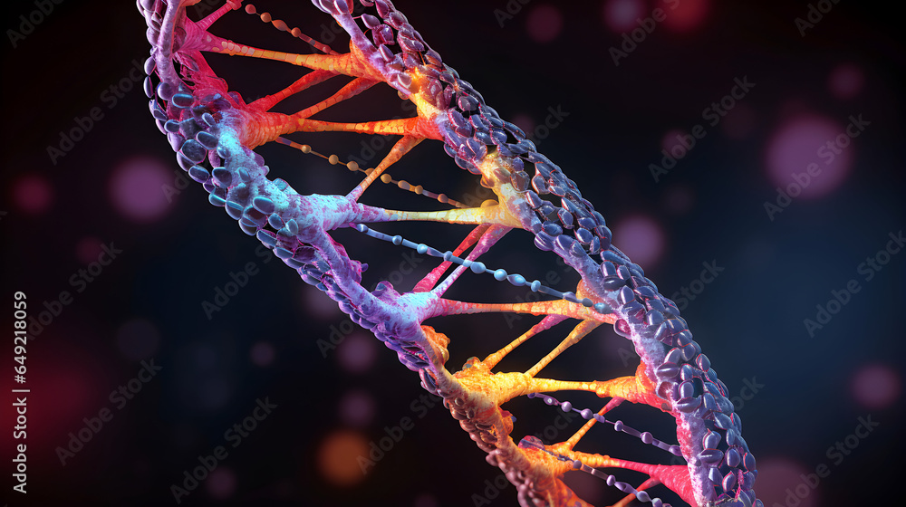 Intricate representation of the DNA double helix structure. Picture the ...