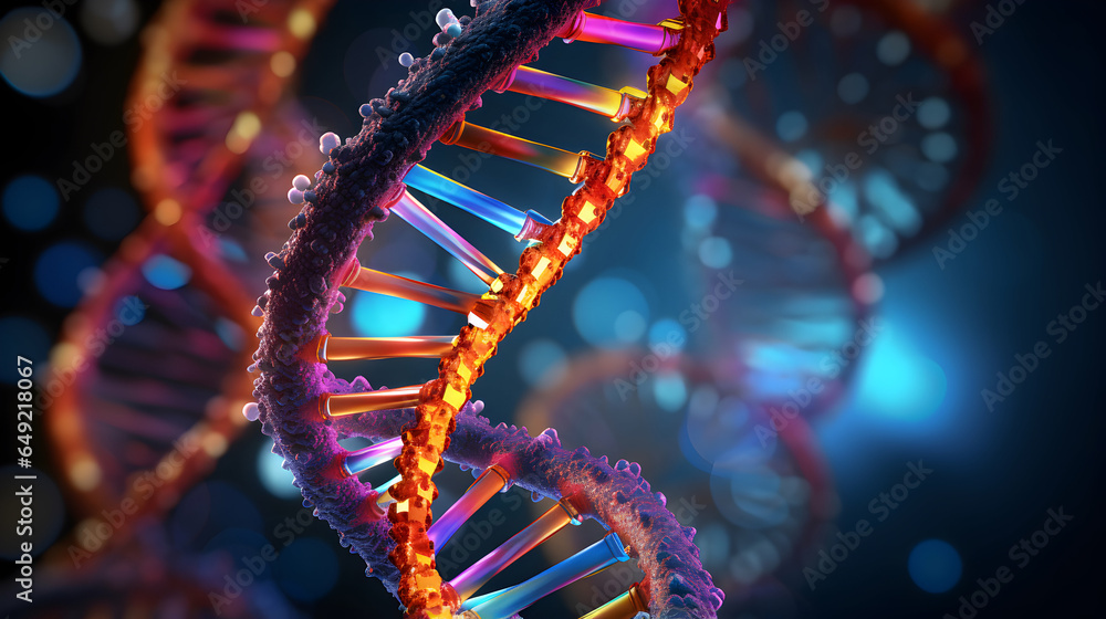 Intricate representation of the DNA double helix structure. Picture the iconic twisted ladder ...