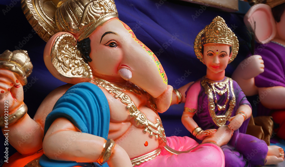 Indian Hindu God Lord Ganesha Statues, Coated with colors and sold for ...