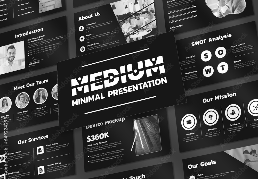 Bold Style Minimal Presentation Template Stock Template | Adobe Stock