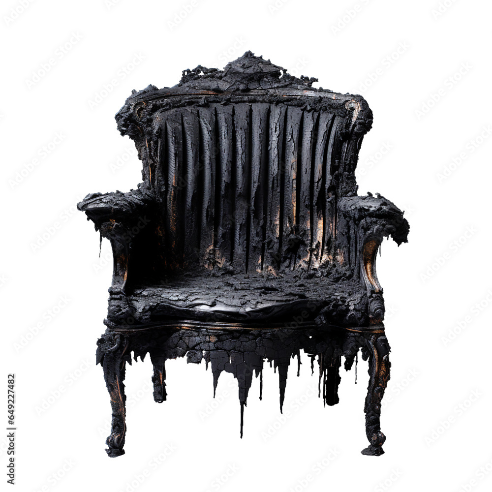 Charred furniture, transparent background, isolated image, generative ...