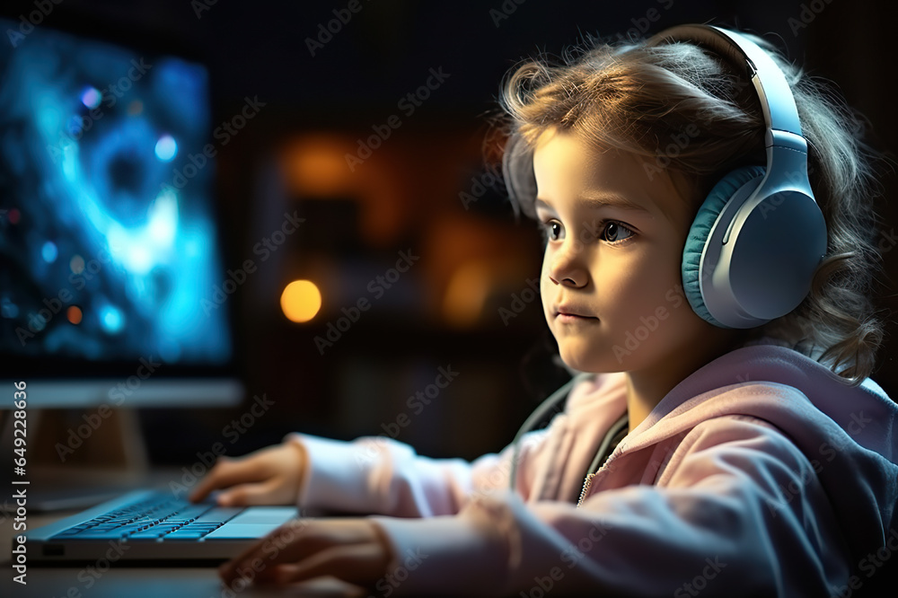 Young Genius of the Virtual Realm Clever Little Kid Gamer in the ...