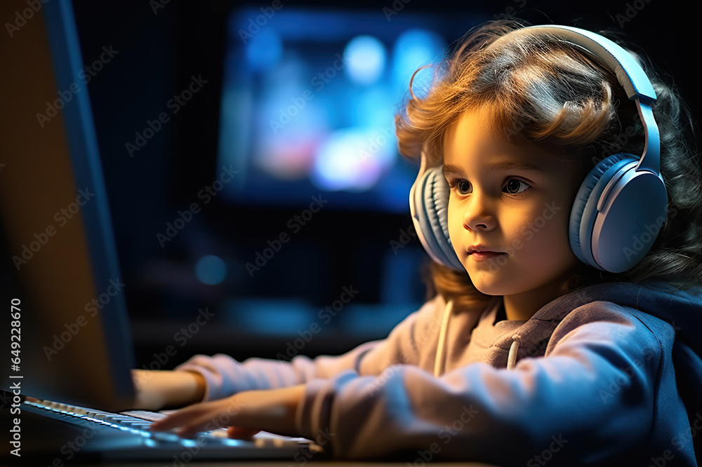 Young Genius of the Virtual Realm Clever Little Kid Gamer in the ...