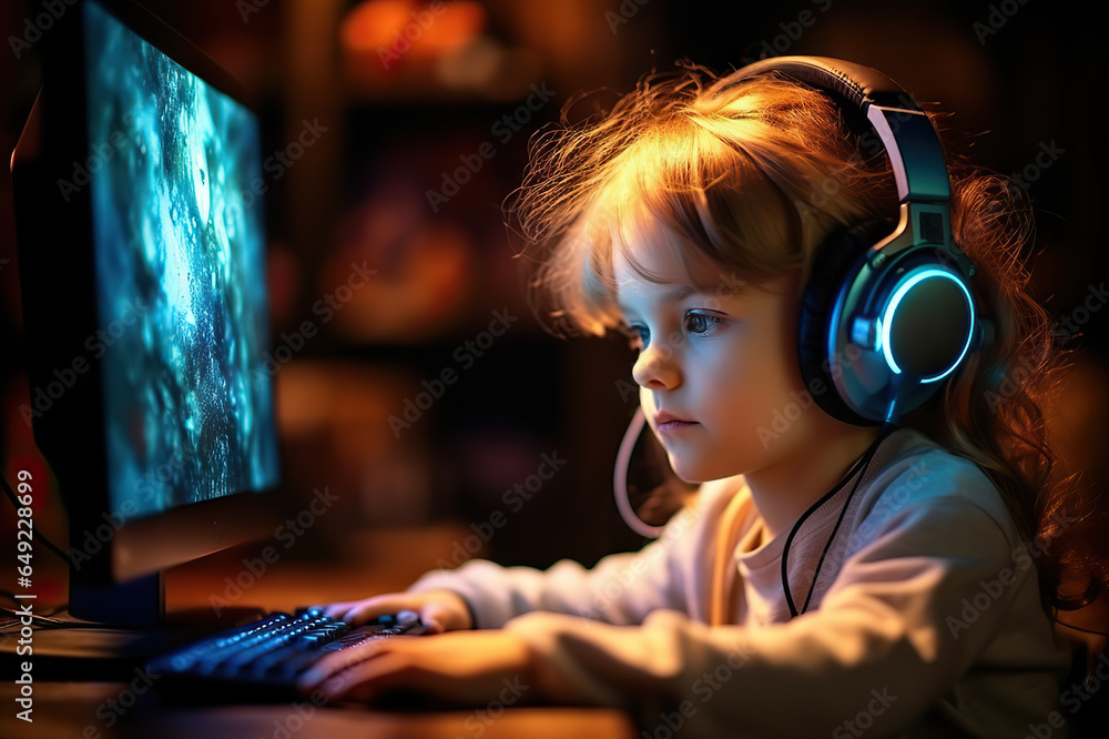 Young Genius of the Virtual Realm Clever Little Kid Gamer in the ...
