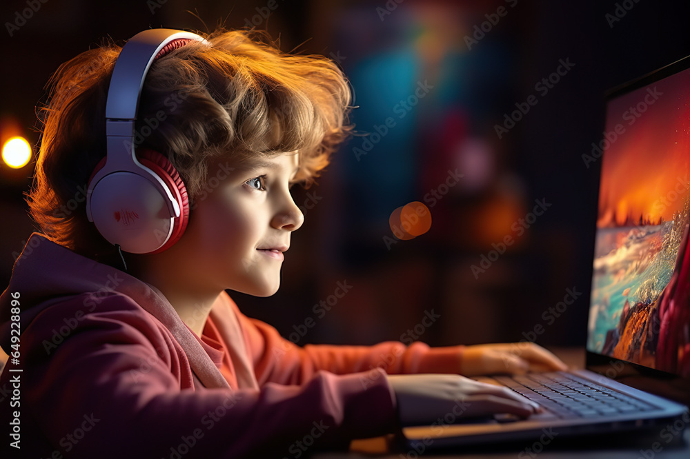 Young Genius of the Virtual Realm Clever Little Kid Gamer in the ...
