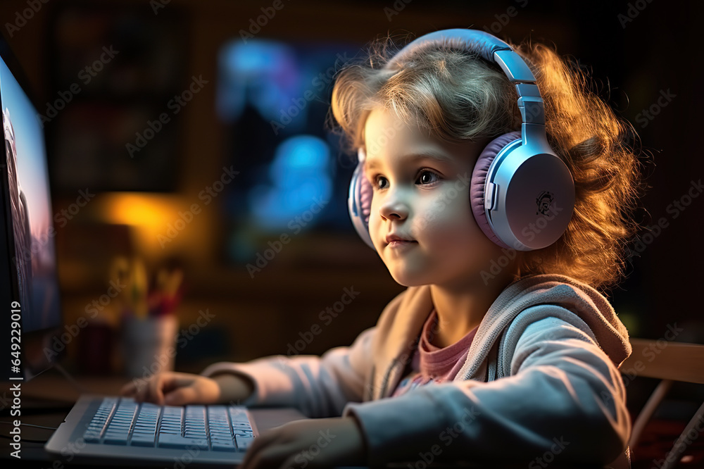 Young Genius of the Virtual Realm Clever Little Kid Gamer in the ...
