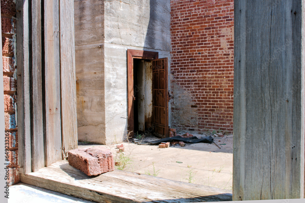 Old bank vault in abandoned bank on Route 66 in Depew, Oklahoma. Photo ...