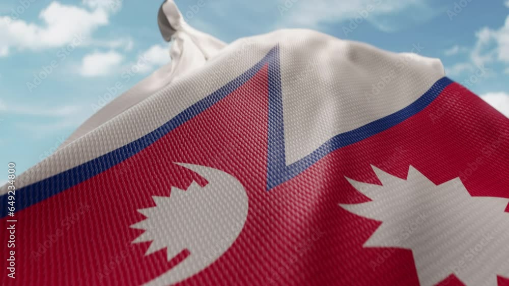 Vidéo Stock Wavy flag of Nepal blowing in the wind in slow motion ...