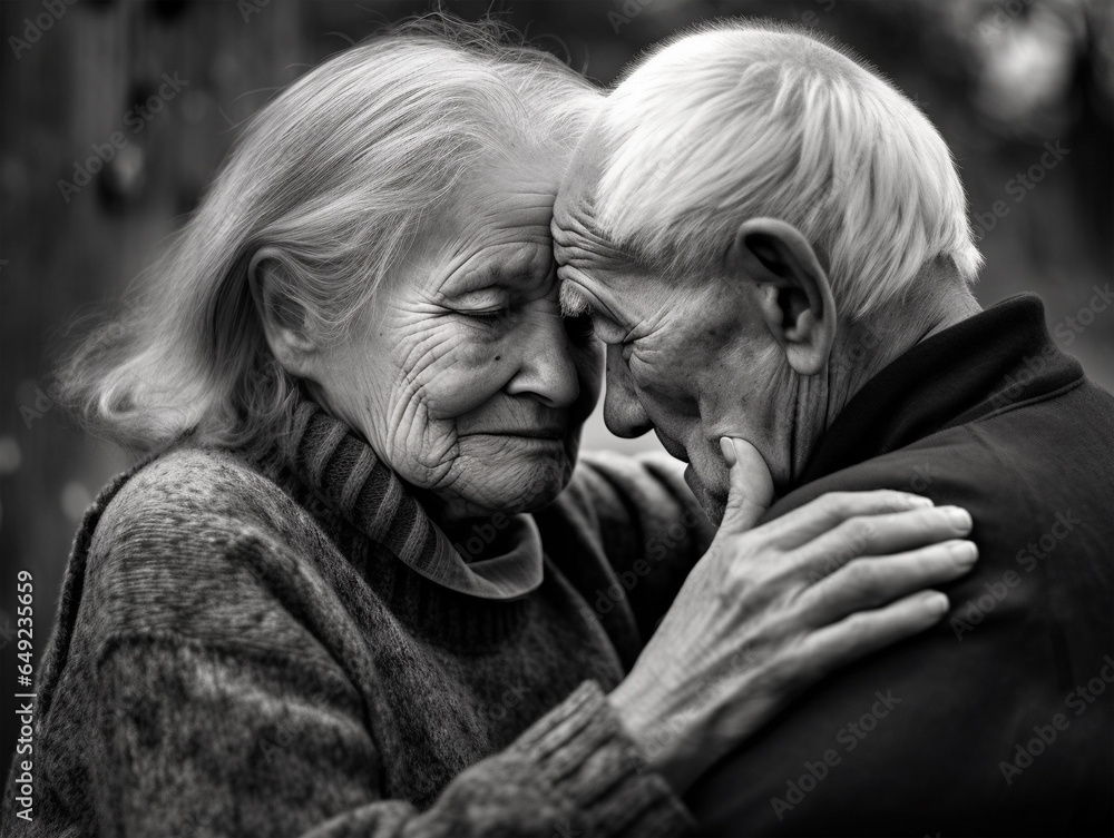Old couple holding each other. Love through the years. Stock Photo ...