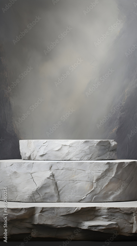 Vertical stone rock podium altar for product placement. Natural rock ...