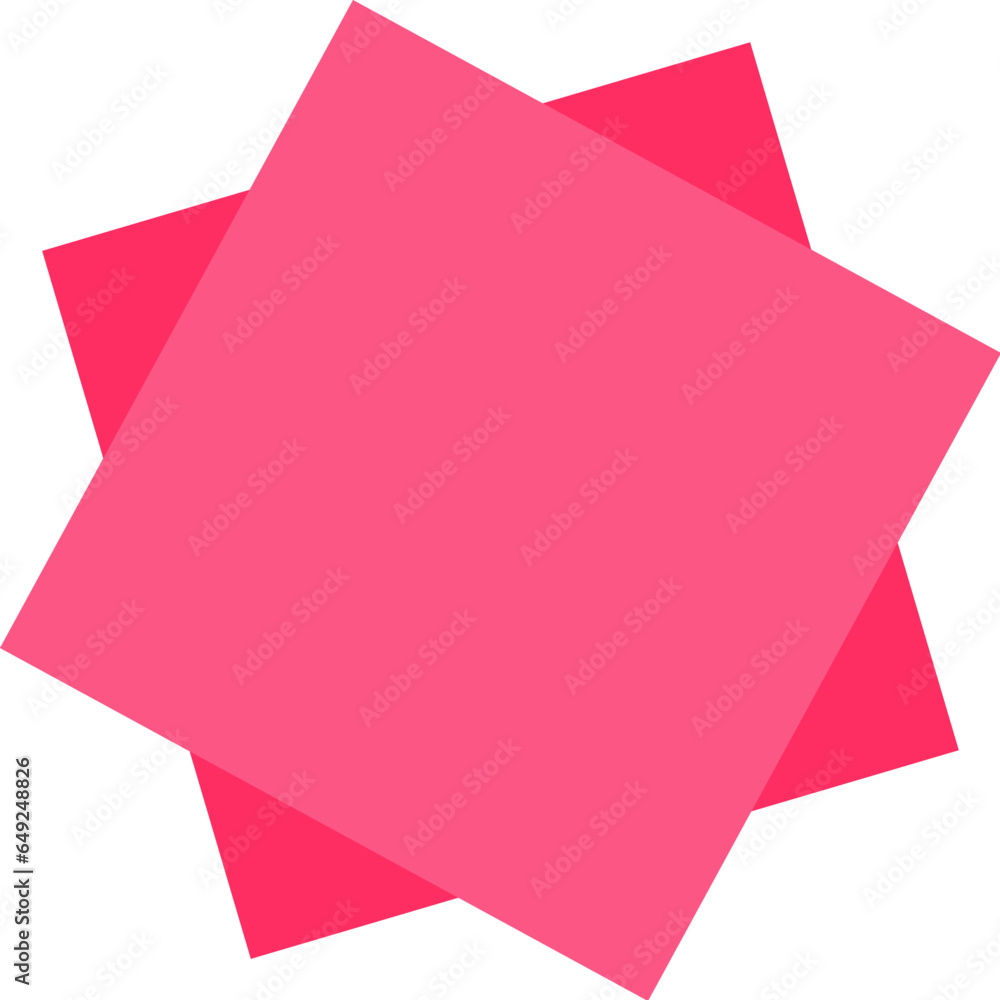 Intersection of two pink squares shapes with rounded corners. Abstract ...