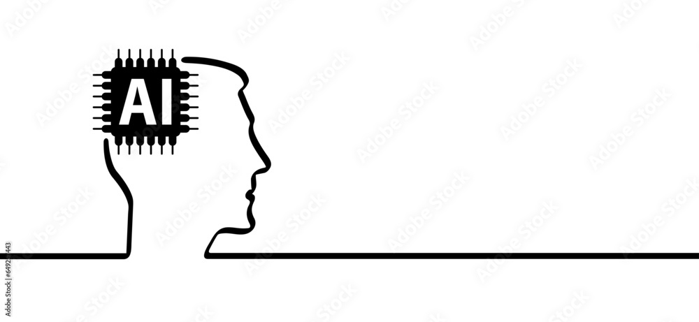 Artificial intelligence AI pictogram. Technology related to artificial ...