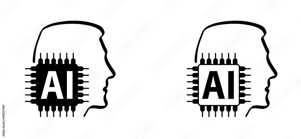 Artificial intelligence AI pictogram. Technology related to artificial ...