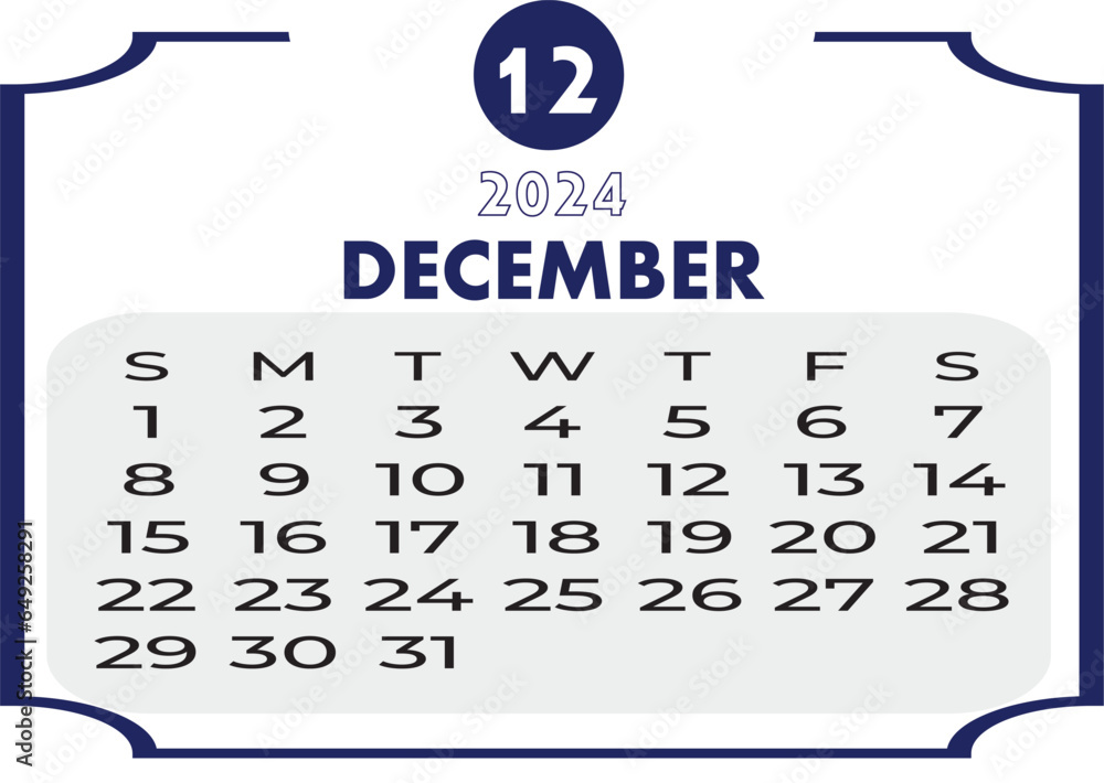 Classic monthly calendar for 2024. Calendar in the style of minimalist ...