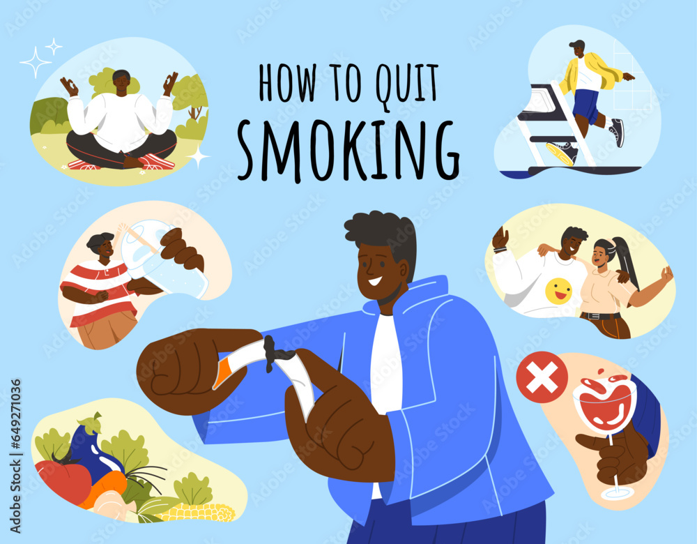 How to quit smoking concept. Infographics and educational materials ...