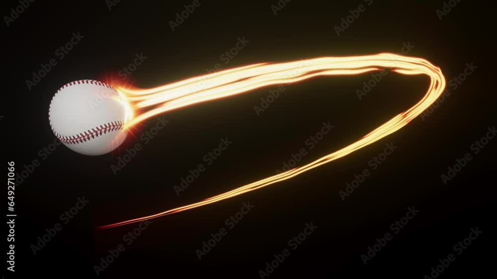 A baseball sport ball swooping in an arc shape through the air with a ...