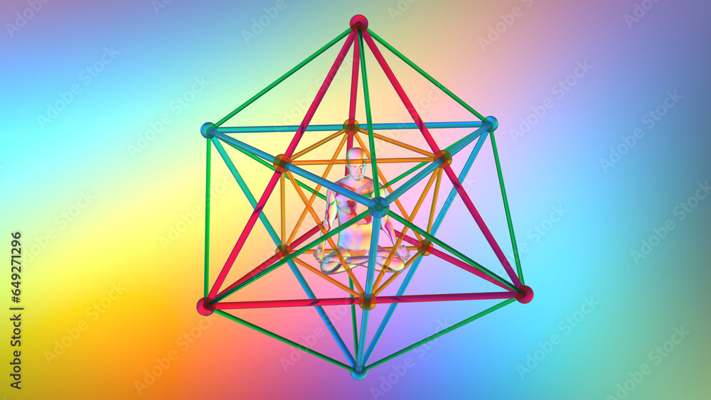 looped 3d animation. a glass merkaba guided by the meditation of an ...
