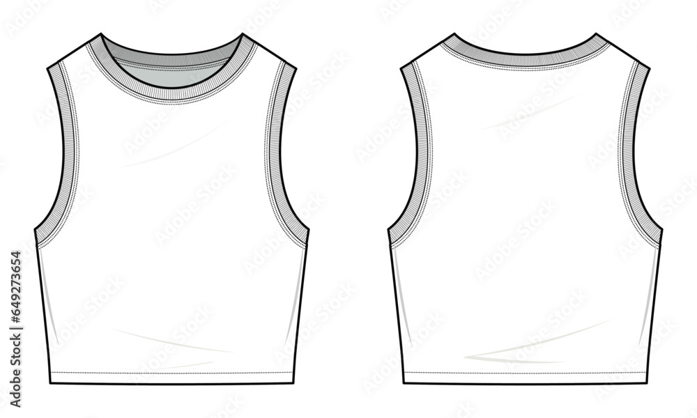 Crop Sweater Vest technical fashion illustration. Sweater Vest fashion ...