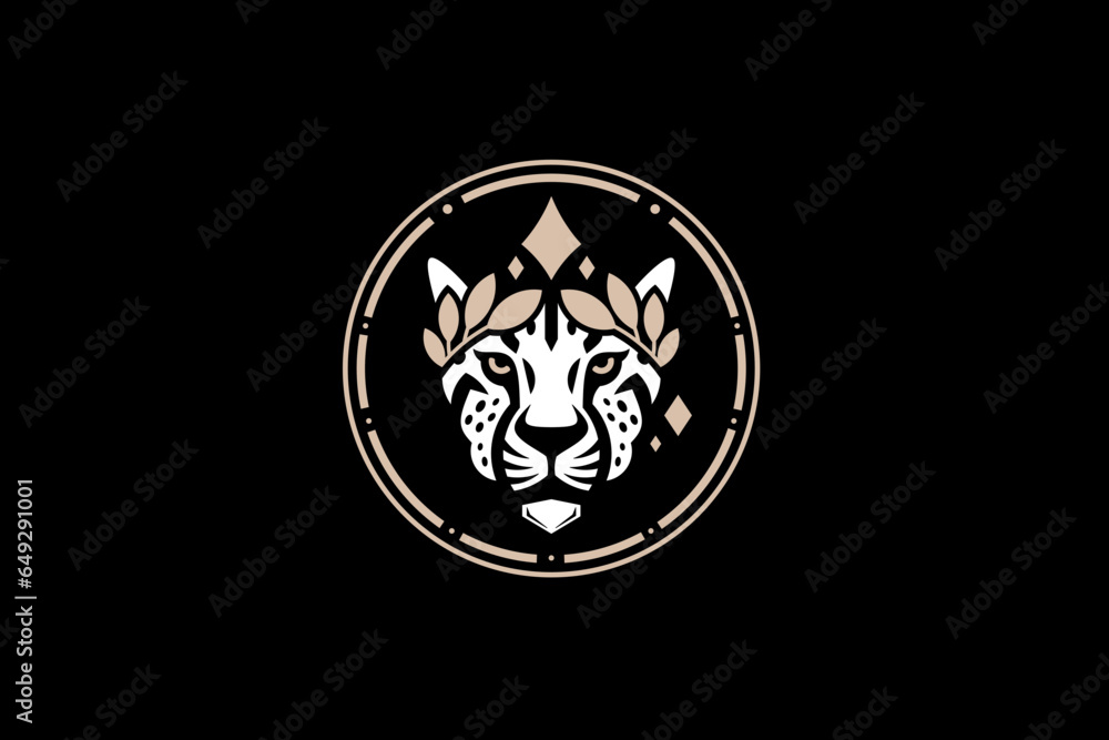 The cheetah head logo with a crown of leaves symbolizes flora and fauna ...