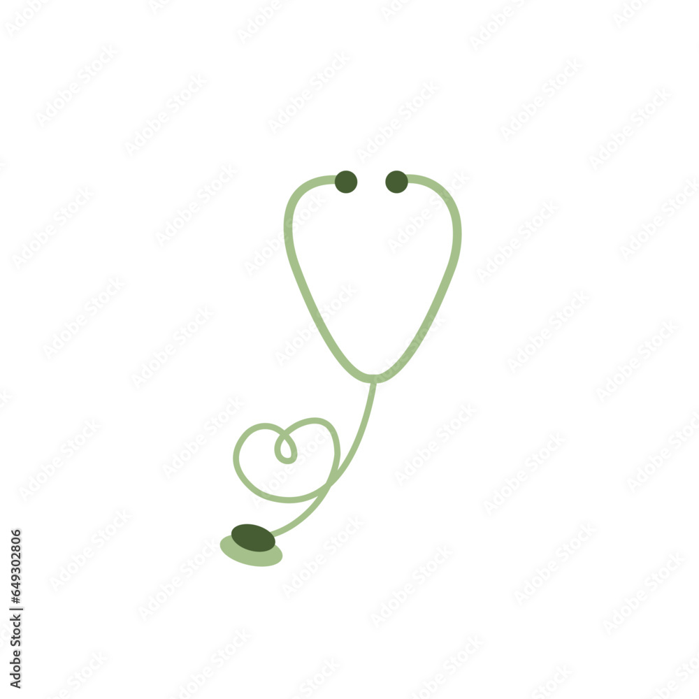 Hospital tools character. Green stethoscope sticker. Stock Vector ...