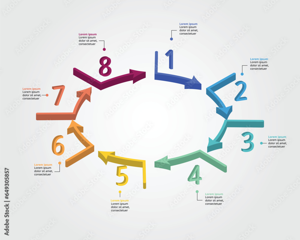 8 arrow template for infographic for presentation for 8 element Stock ...