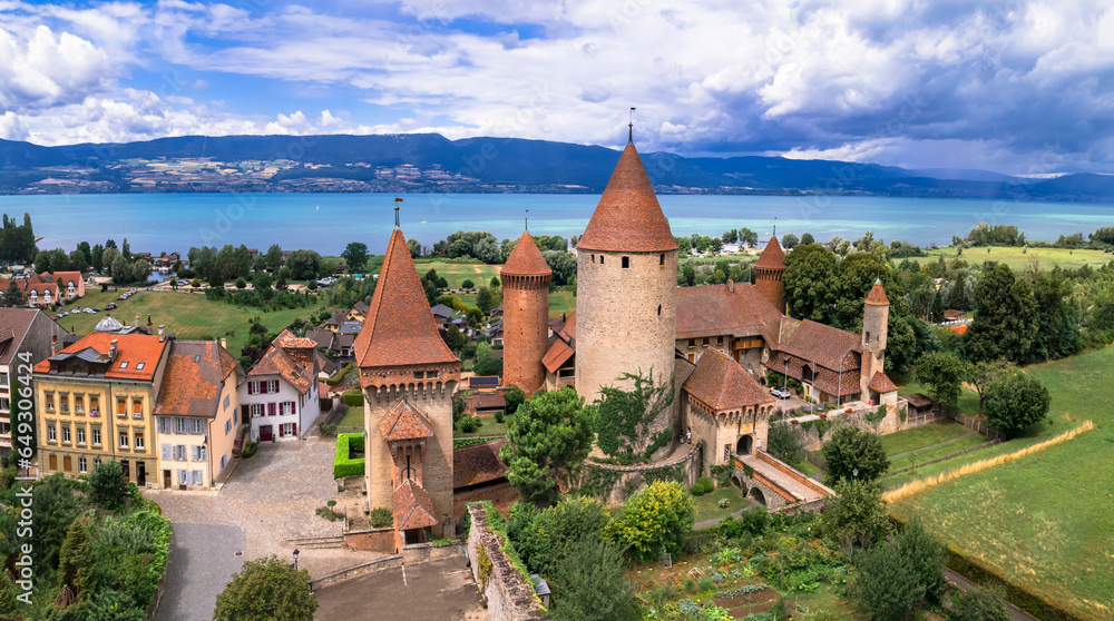 Switzerland scenic places. Estavayer-le-lac - charming traditional ...