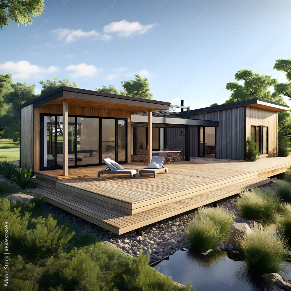 architectural rendered drawing using autocad like style, for a modern ...