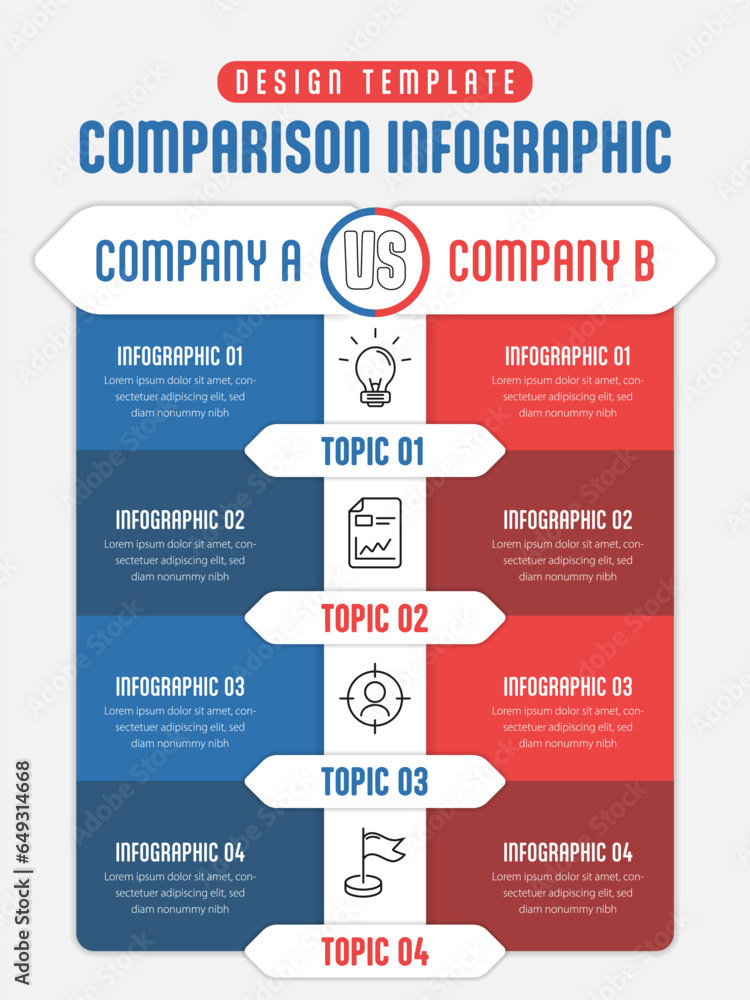 Comparison Infographic Design Template, Comparison between companies ...