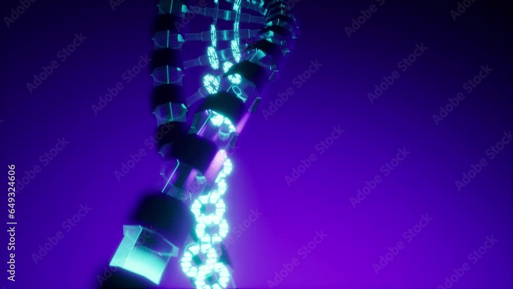 biological digital dna concept rotation on purple background. Modern ...