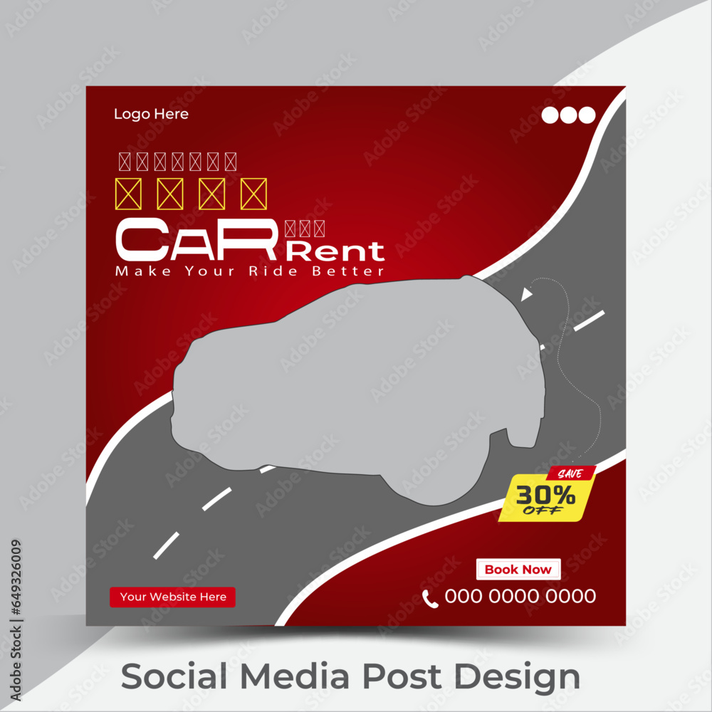 Rent a car banner for social media post template, Black Friday car rent ...