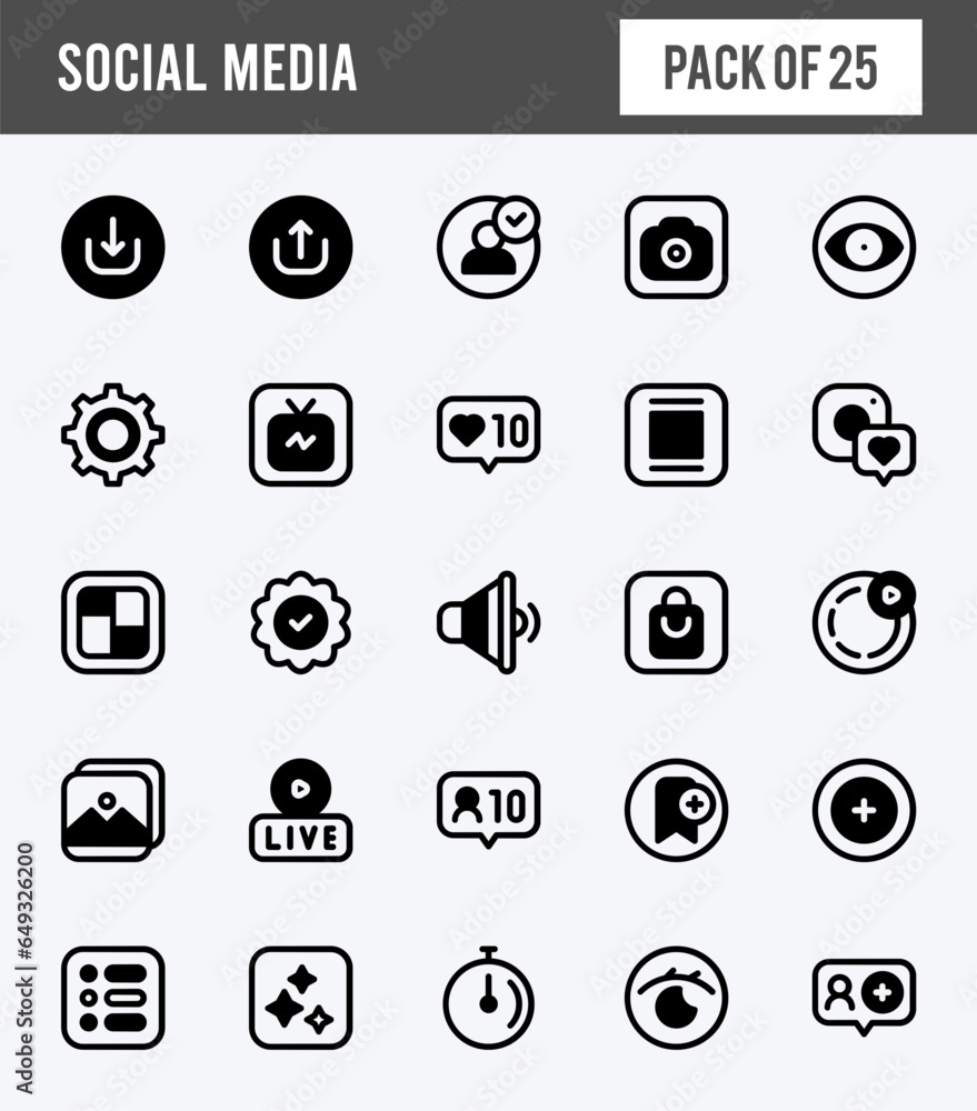 25 Social Media (Instagram) Lineal Fill icons pack. vector illustration ...