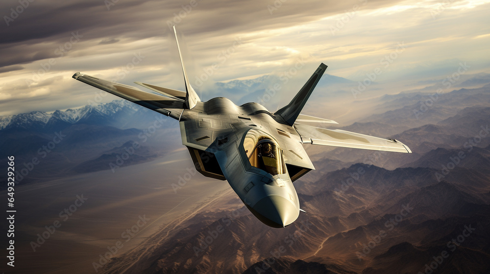 From a bird's-eye vantage, a combat fighter jet streaks across the ...