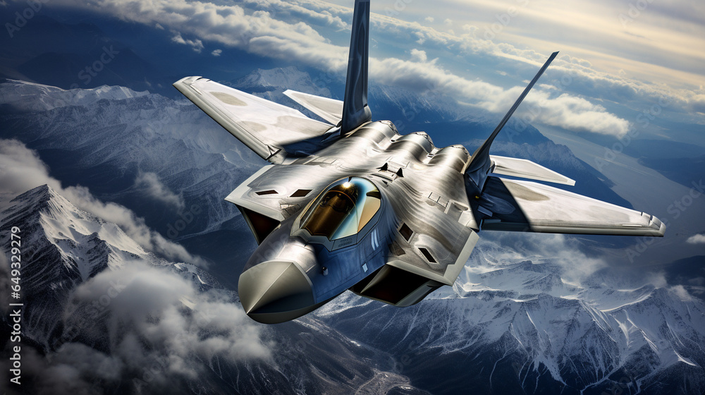 From a bird's-eye vantage, a combat fighter jet streaks across the ...