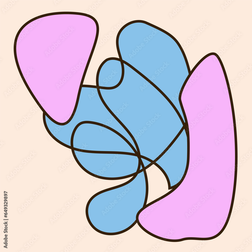 Abstract Doodle Curve Line Shape Symbol Silhouette Funny Icon Poster ...