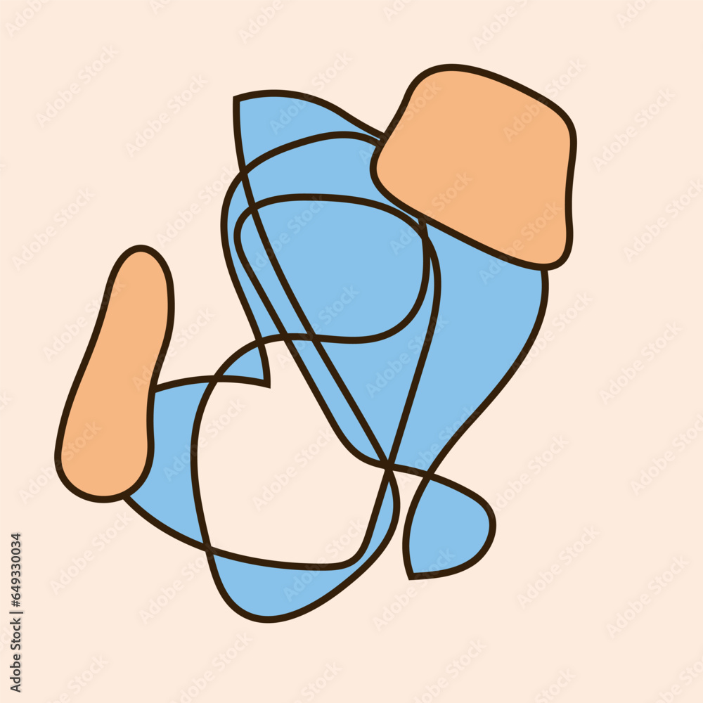 Abstract Doodle Curve Line Shape Symbol Silhouette Funny Icon Poster ...