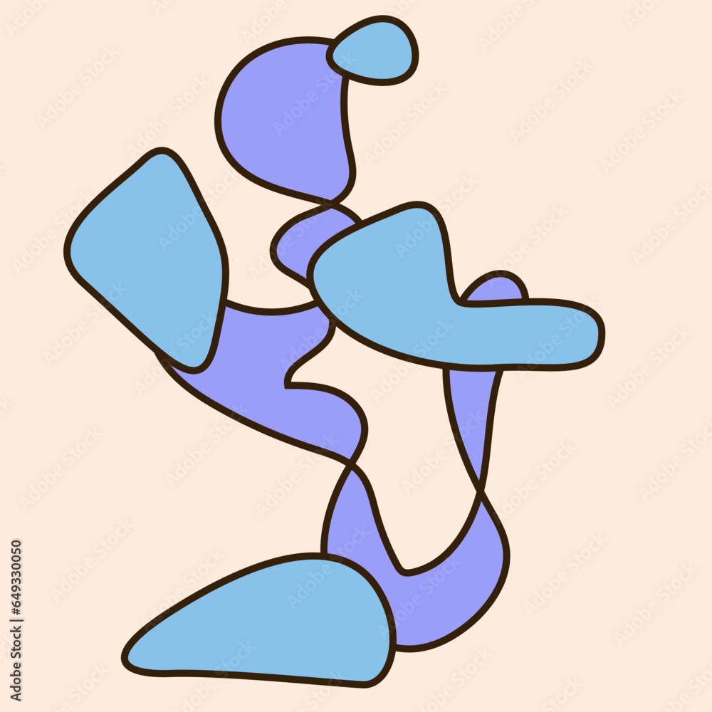 Abstract Doodle Curve Line Shape Symbol Silhouette Funny Icon Poster ...