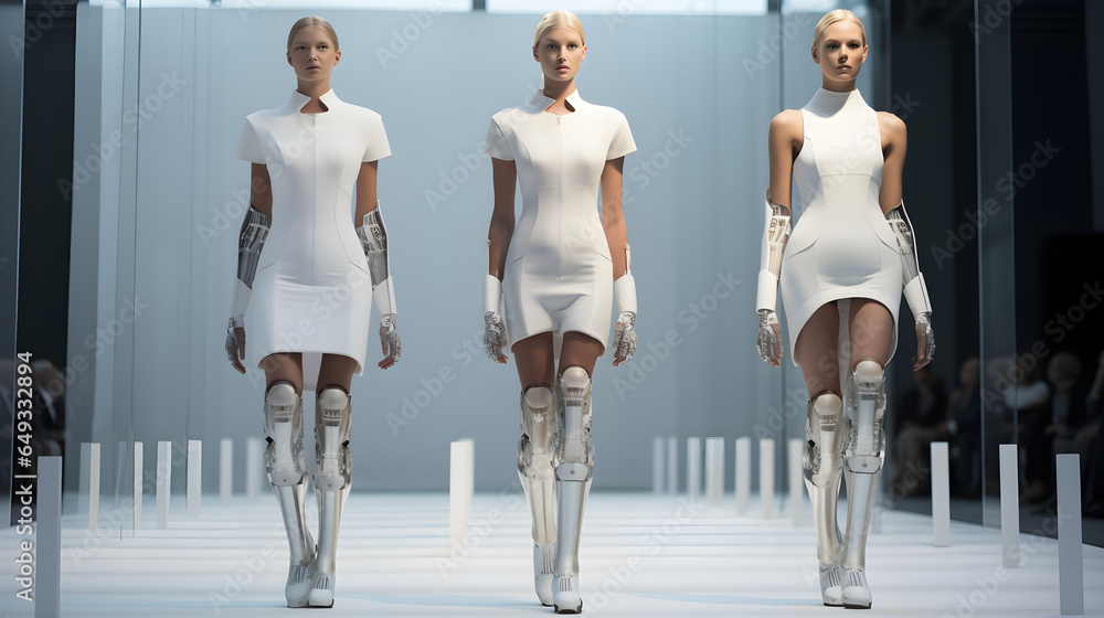 Models with prosthetic legs walking the runway during the Fashion Week ...
